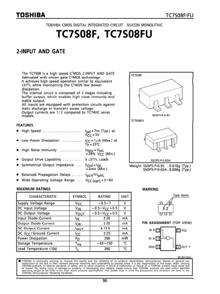 Toshiba Tc7s08f (t5l F T) 51794 | PDF