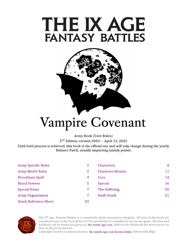 Vampire Covenant 2ed - VC - 2023 - en | PDF | Infantry | Armour