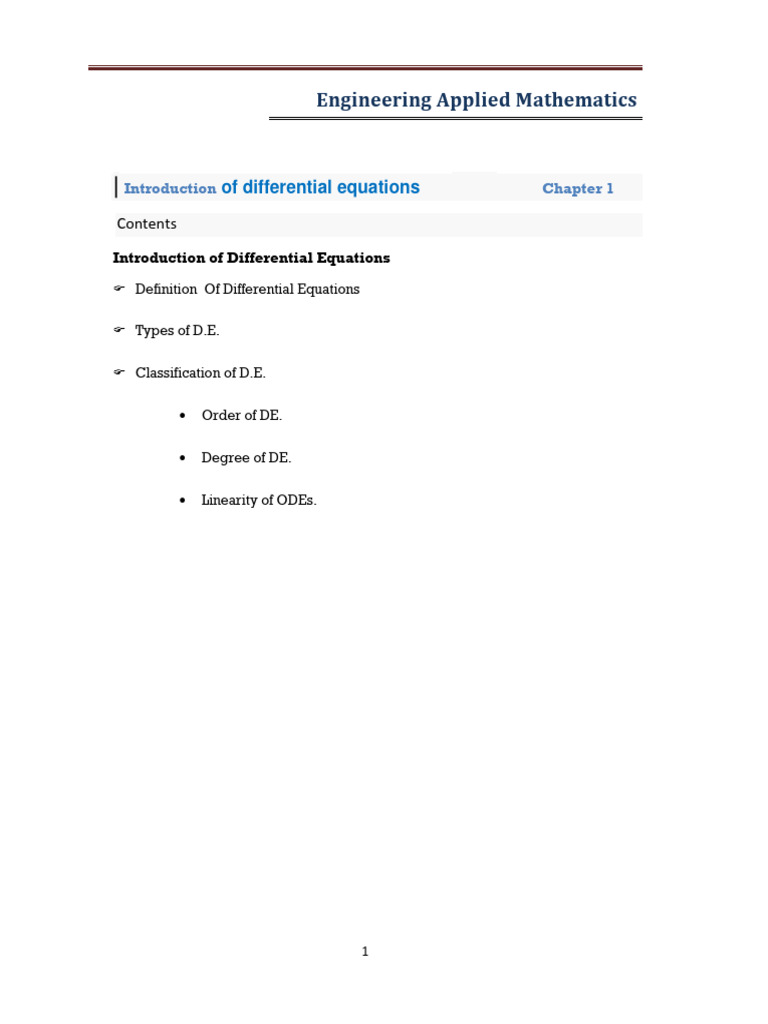 Part 1 of Applied Mathematics - Eimartis - 1 | PDF | Differential Equations | Derivative