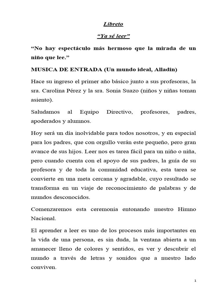 Libreto Definitivo Ya Se Leer. | PDF
