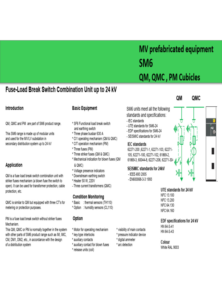Schneider SM6 QM Spesification | PDF | Humidity | Fuse (Electrical)