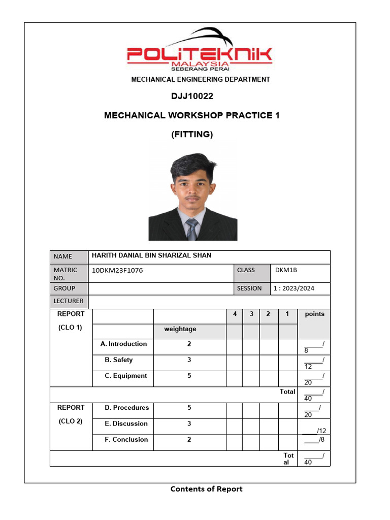Mechanical Workshop Practice Report | PDF | Computers | Technology ...