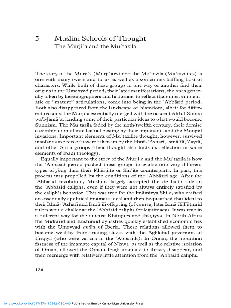 Evolution of Murjiʾa and Muʿtazila | PDF | Sunni Islam | Shia Islam