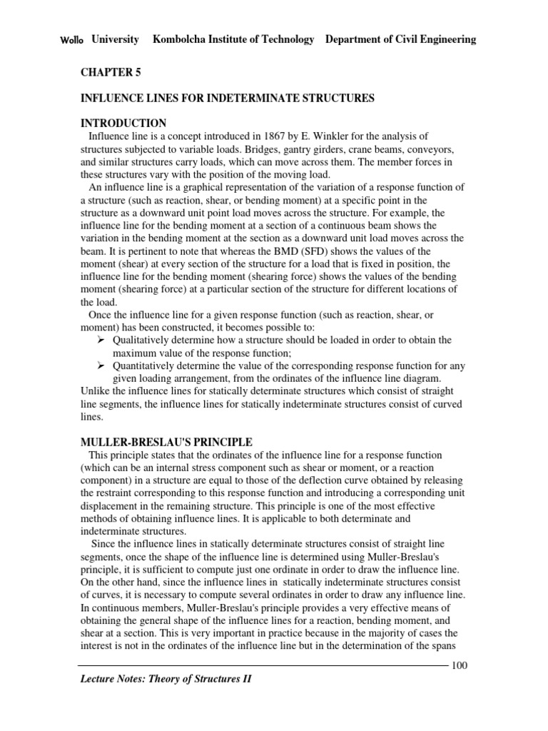 Lecturenote - 714993824chapter 5 Influence Line | PDF | Beam (Structure ...