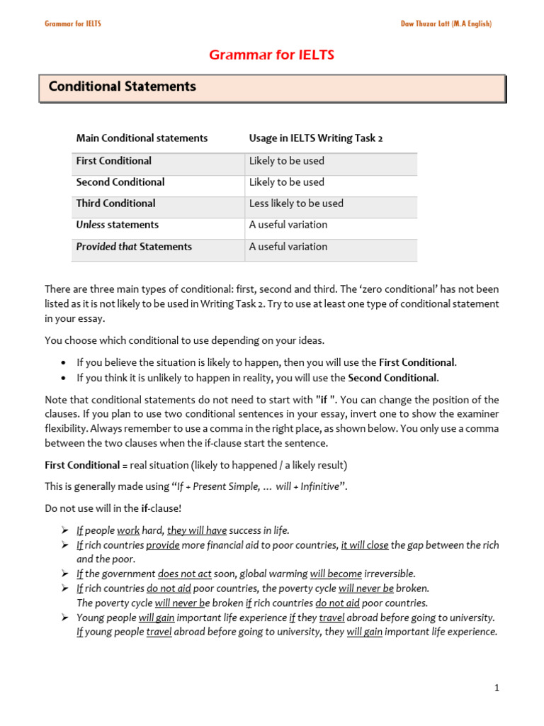 Conditional Statements | PDF | Poverty | Poverty & Homelessness