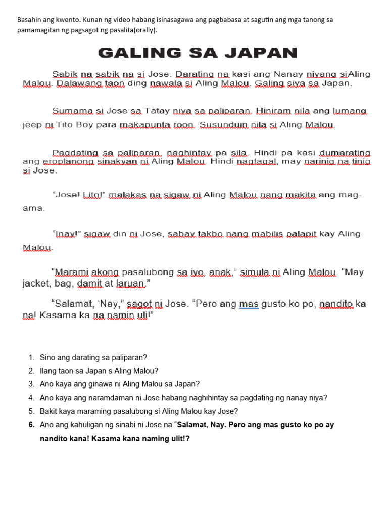 English and Filipino Reading Materials | PDF