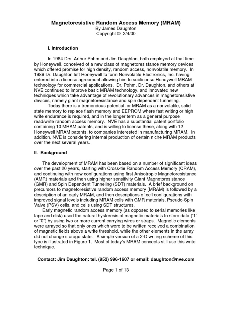 MRAM What Is It | PDF