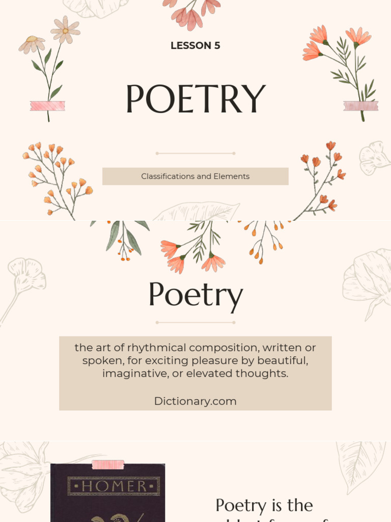 Lesson 5 Classifications and Elements of Poetry PDF | PDF | Poetry ...