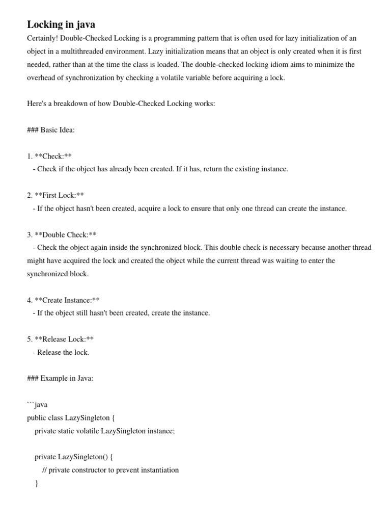 Locking In Java Pdf Concurrent Computing Computer Programming