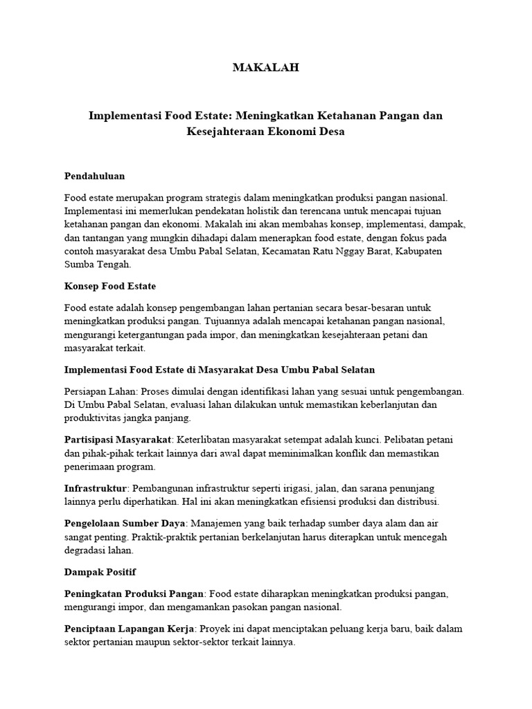 Implementasi Food Estate | PDF