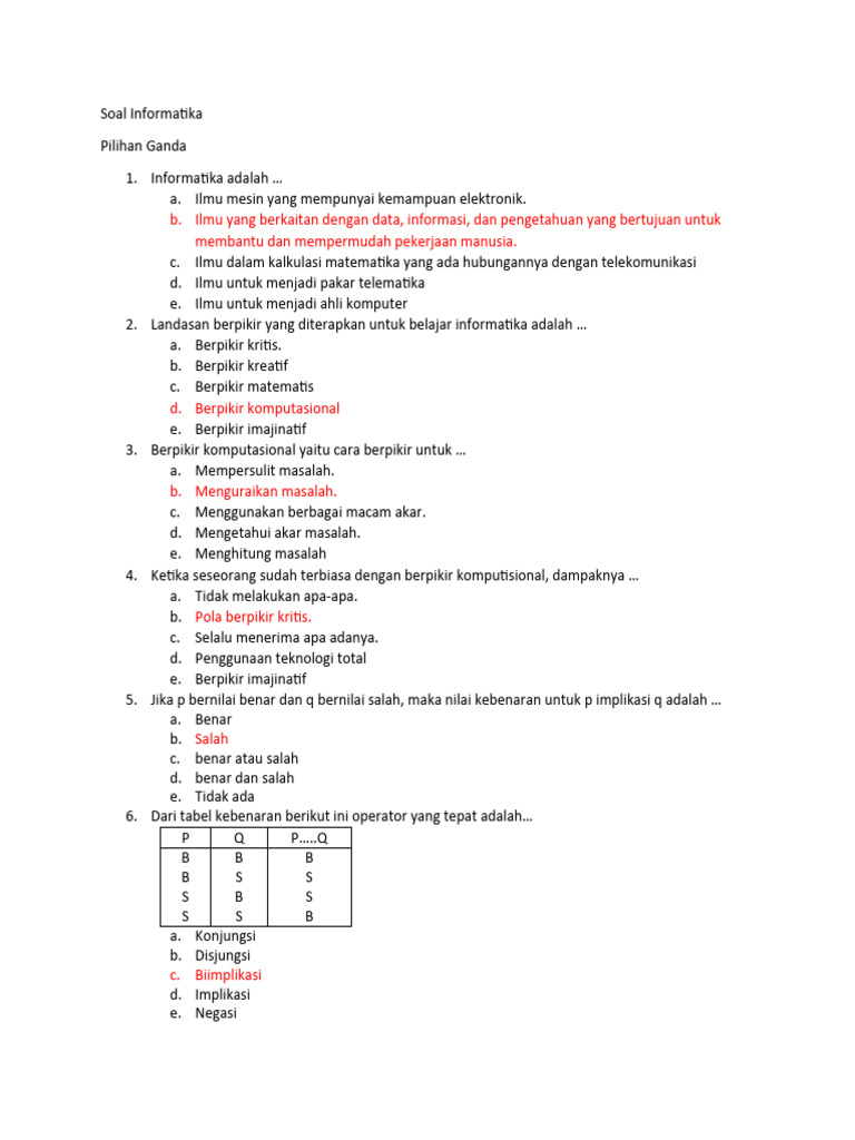 Quiz Informatika | PDF