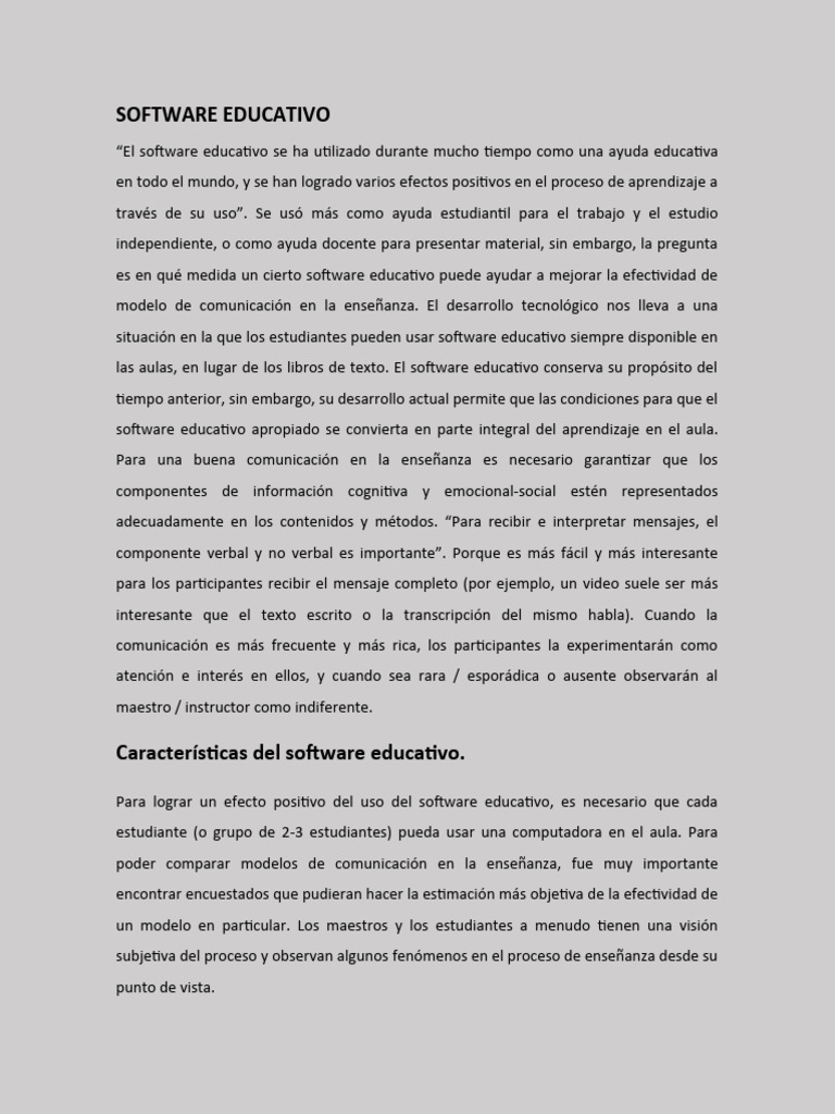 Software Educativo | PDF | Enseñando | Software