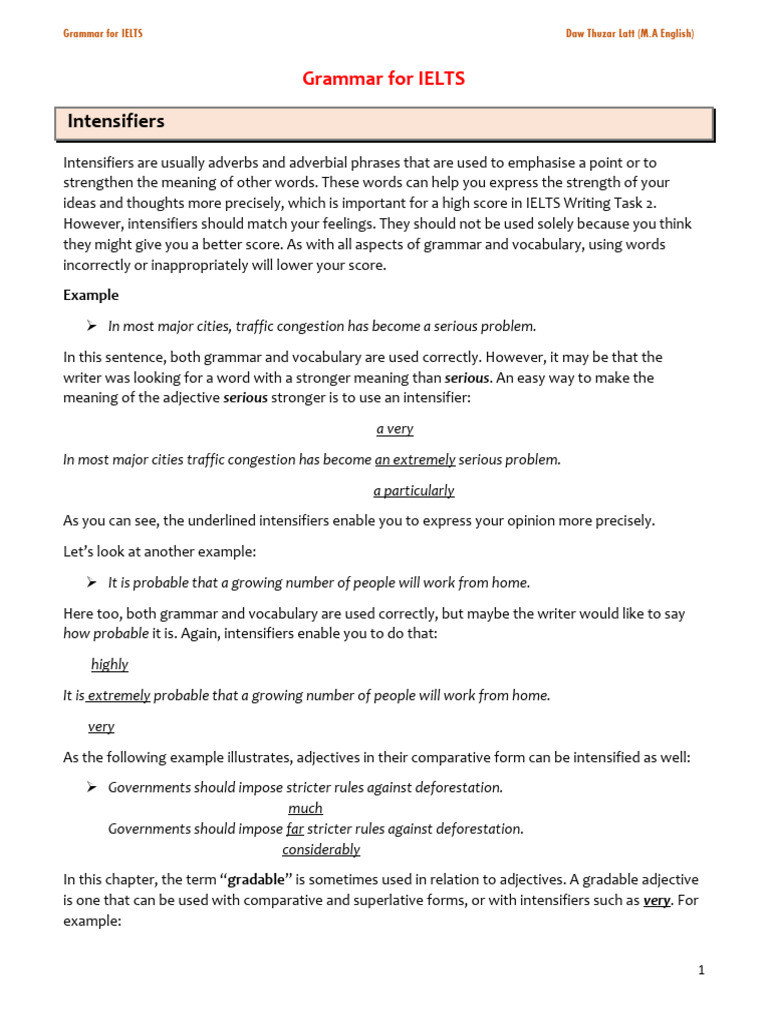 Intensifiers | PDF | Adjective | Adverb
