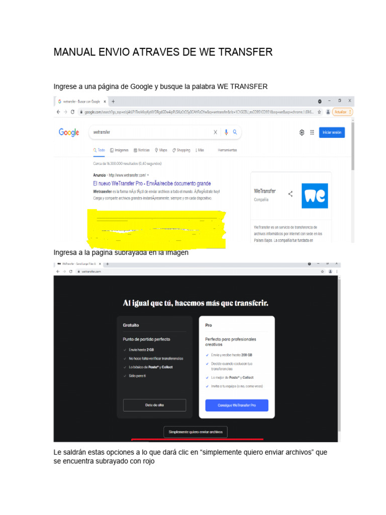 Manual Envio Atraves de We Transfer | PDF