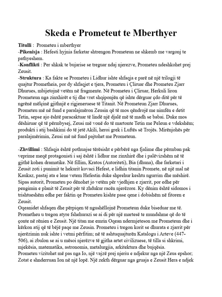 Skeda e Prometeut Te Mberthyer | PDF