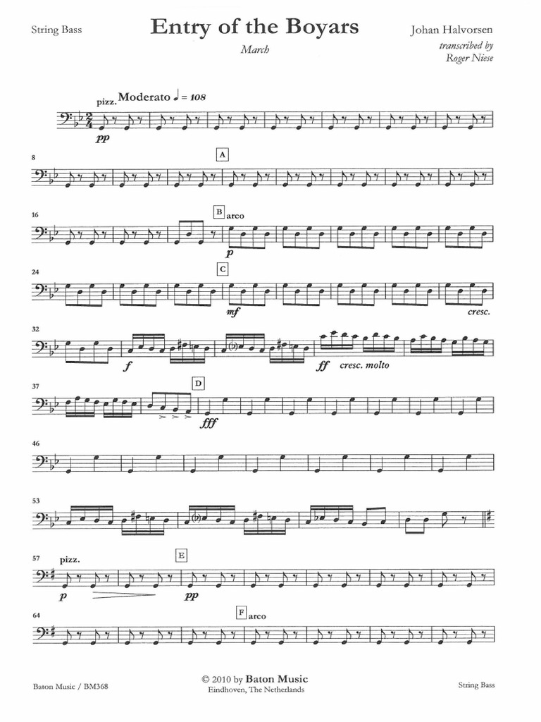 Entry of The Boyars - Halvorsen - Kontrabass | PDF