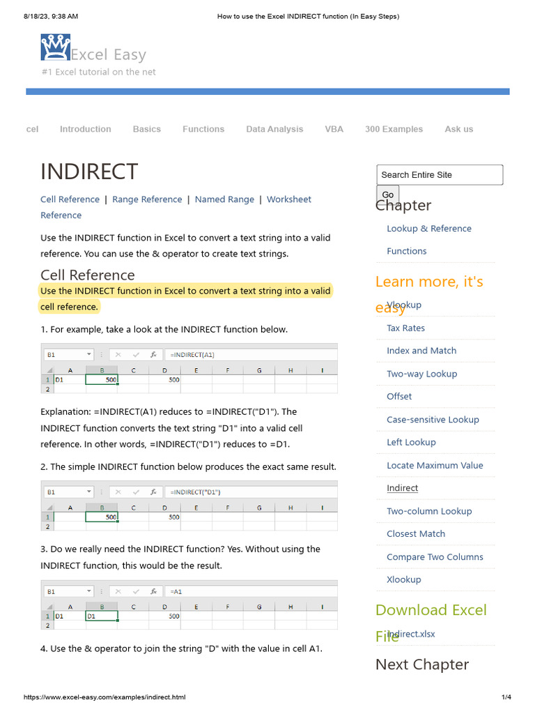 how-to-use-the-excel-indirect-function-in-easy-steps-pdf