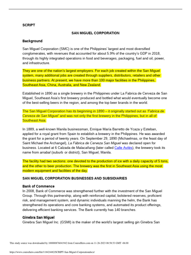 San Miguel Corporation Overview and Impact | PDF | San Miguel ...