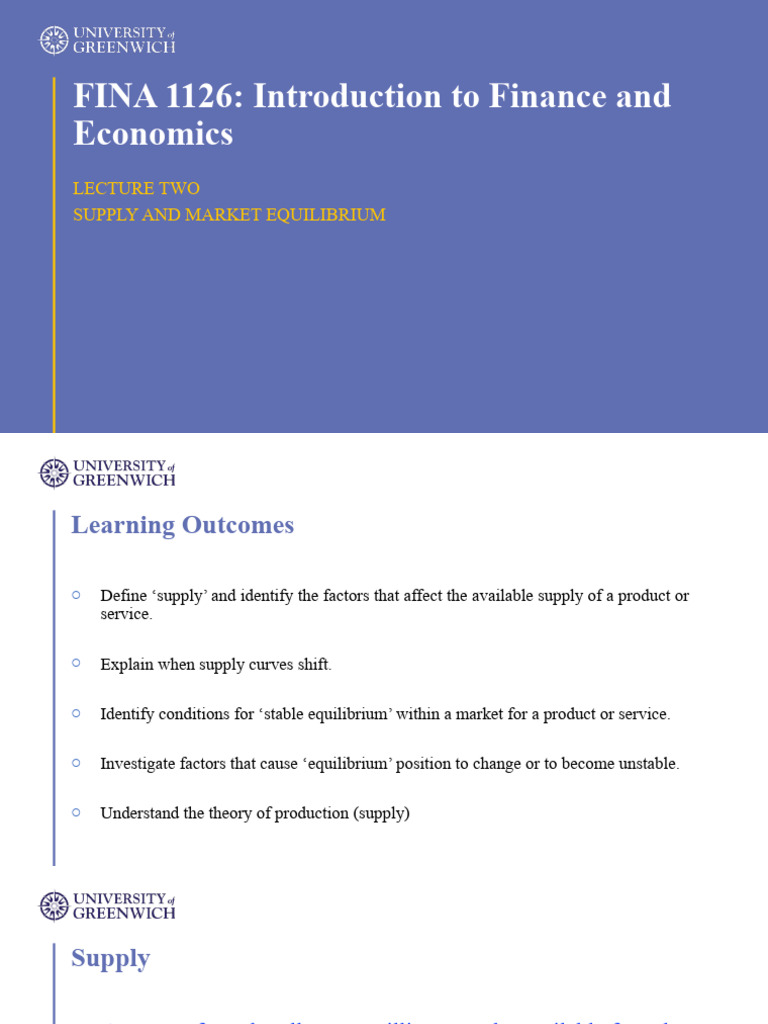 Lecture 2-Supply Curve and Market Equilibrium - More Detailed | PDF ...