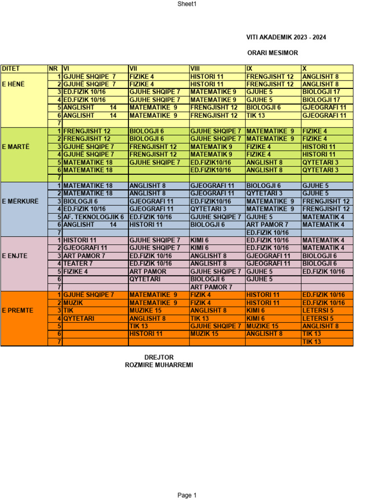 Orari Mesimor 2023-2024 | PDF