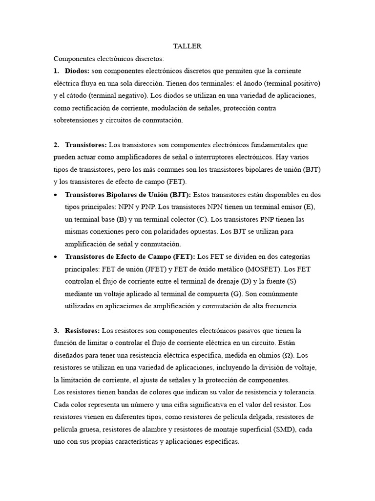 Componentes Electrónicos Discretos | PDF | Transistor | Transistor de ...