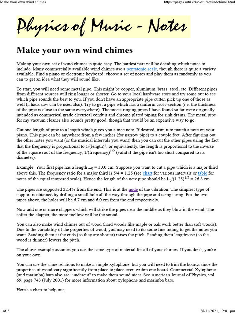 Make Your Own Wind Chimes | PDF | Interval (Music) | Elements Of Music