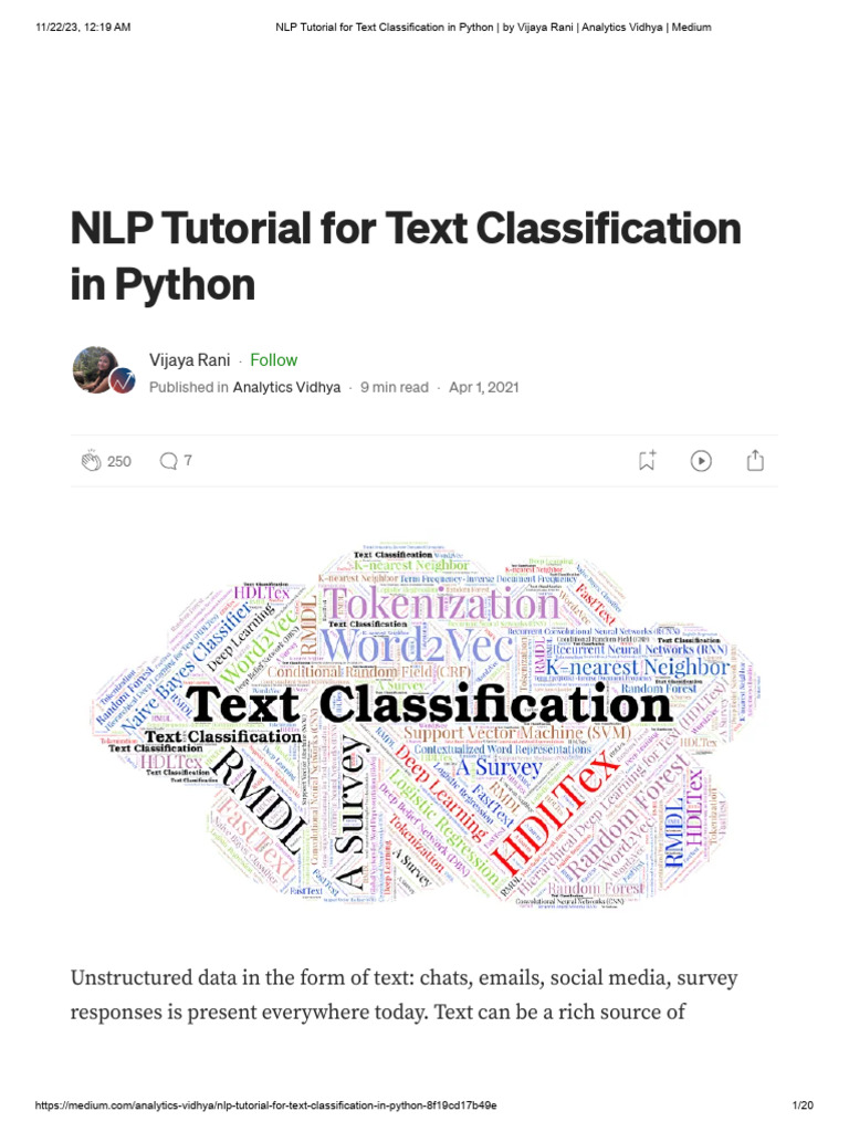 NLP Tutorial For Text Classification in Python - by Vijaya Rani ...