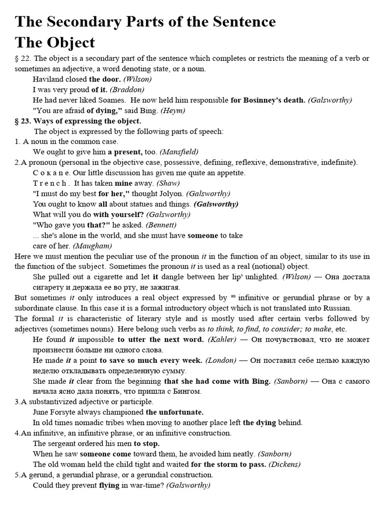 The Object And Its Types Gsu Pdf Object Grammar Preposition And Postposition