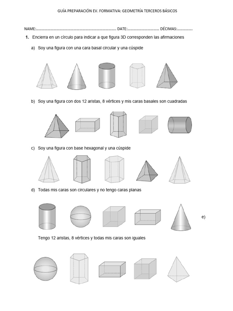Figuras Geométricas 3D: Guía de Estudio | PDF | Rectángulo | Geometria ...