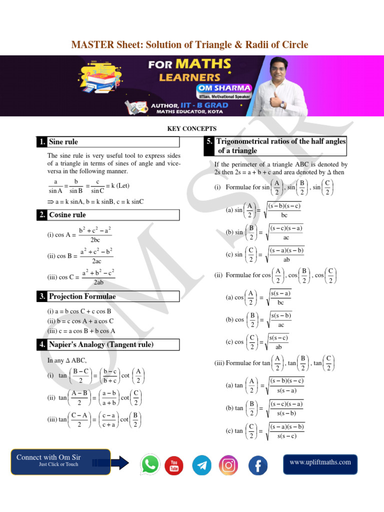 Master Sheet Solution of Triangle by Om Sir | PDF | Triangle | Euclid
