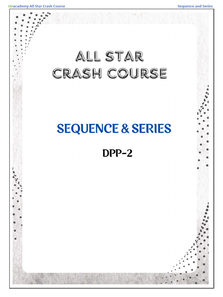 SequenceandSeriesAllstarCrashCourse DPP2 | PDF | Arithmetic | Mathematics