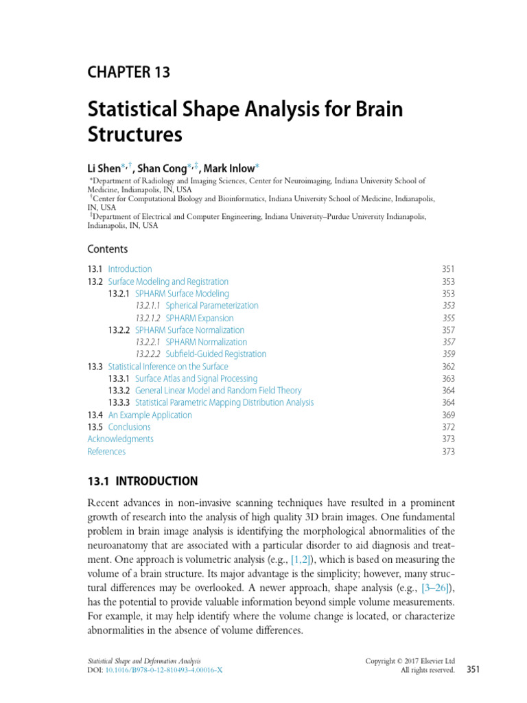 Statiscal Shape Analysis For Brain Shen2017 | PDF | Morphometrics | Sphere