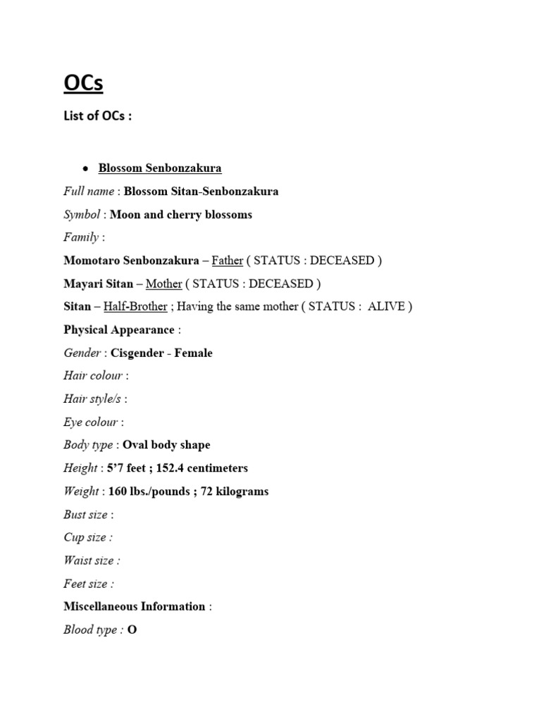 My OCs (Original Characters - I) | PDF | Human Sexuality