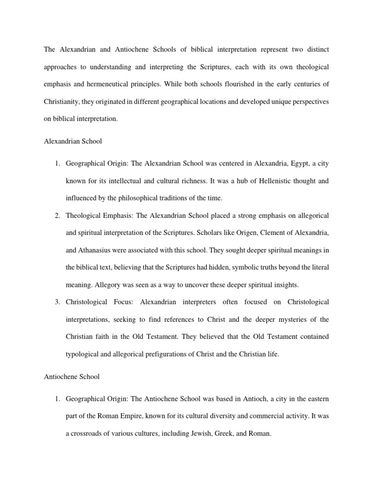 Alexandrian vs Antiochene Interpretation | PDF | Bible | Theology