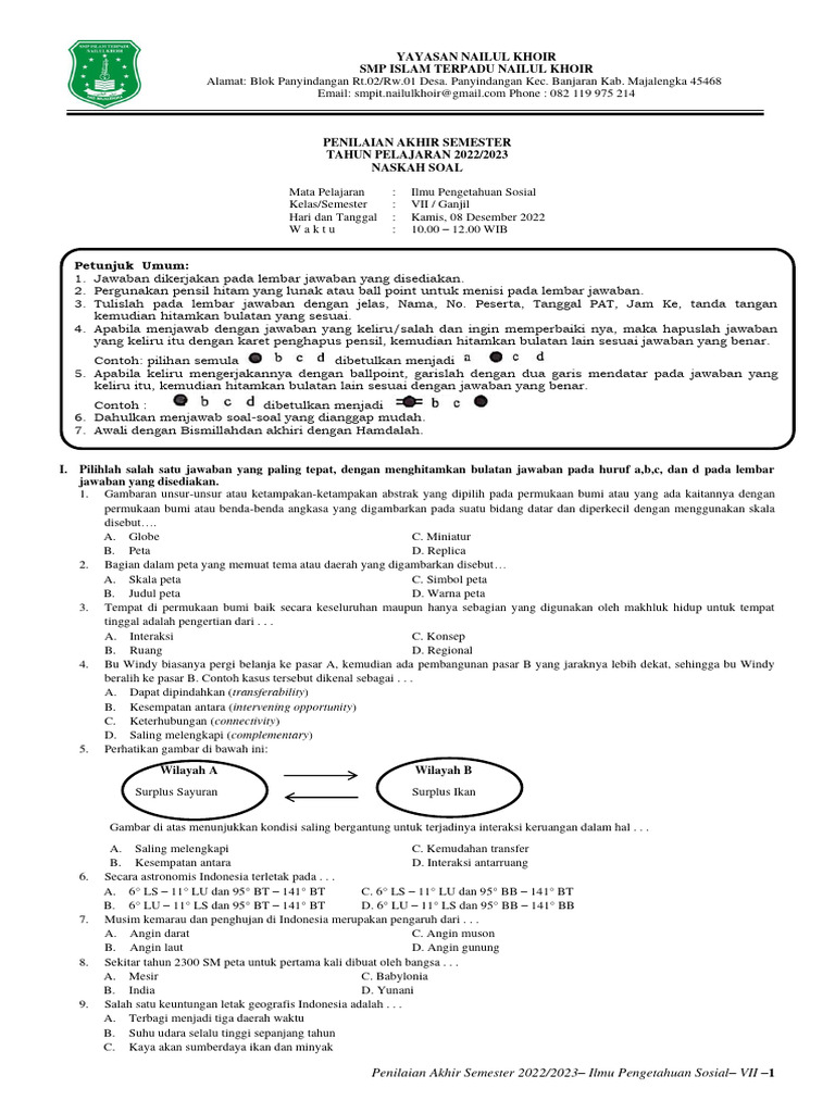 Soal Pas Ips Kelas Vii | PDF