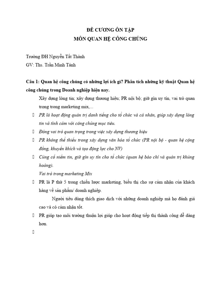 ĐỀ CƯƠNG ÔN TẬP QHCC | PDF