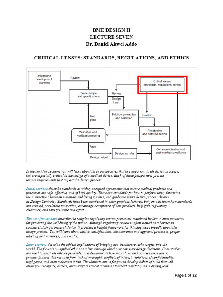 CriticalLenses BME Design 2 | PDF | Federal Food | Medical Device