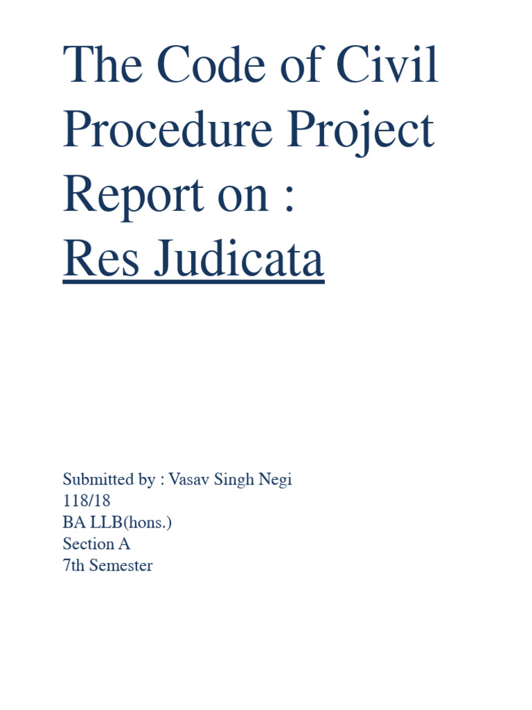 Vasav's CPC Project | PDF | Res Judicata | Lawsuit