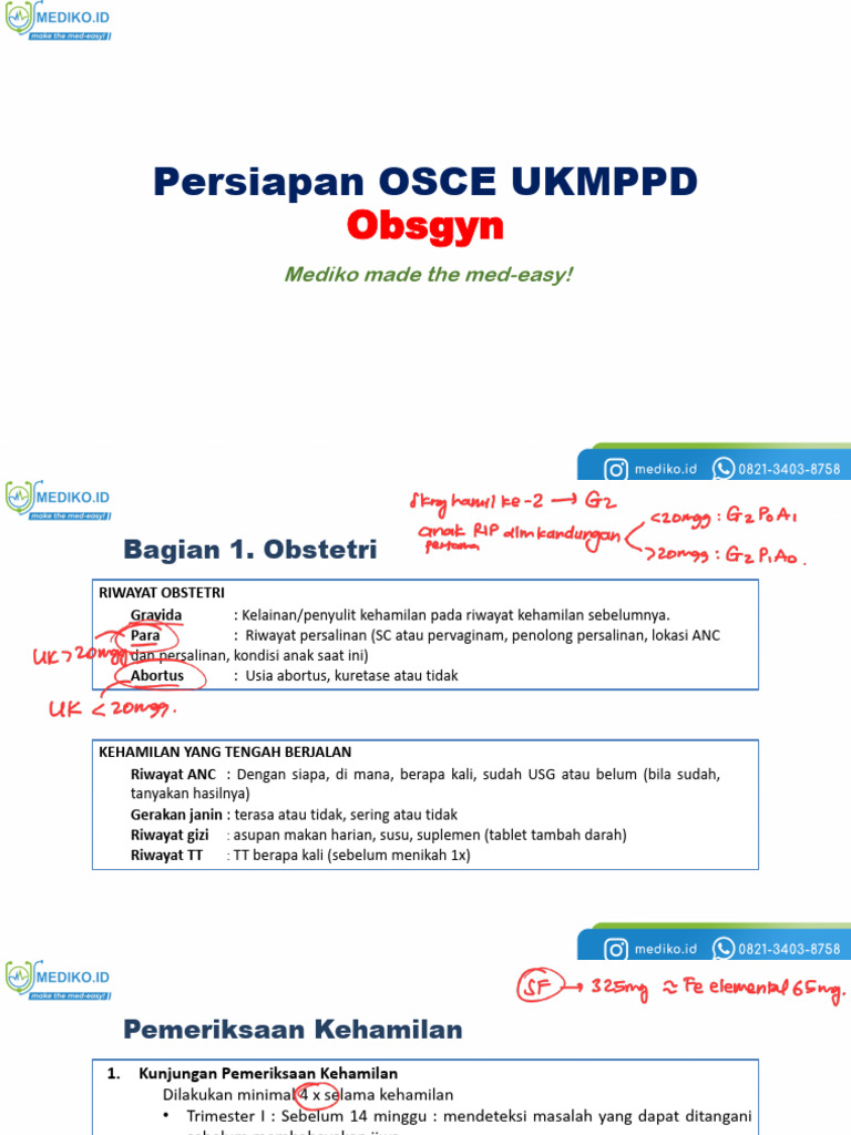 OSCE UKMPPD - Obstetri Dan Ginekologi - 23 Feb - Coretan Tutor | PDF