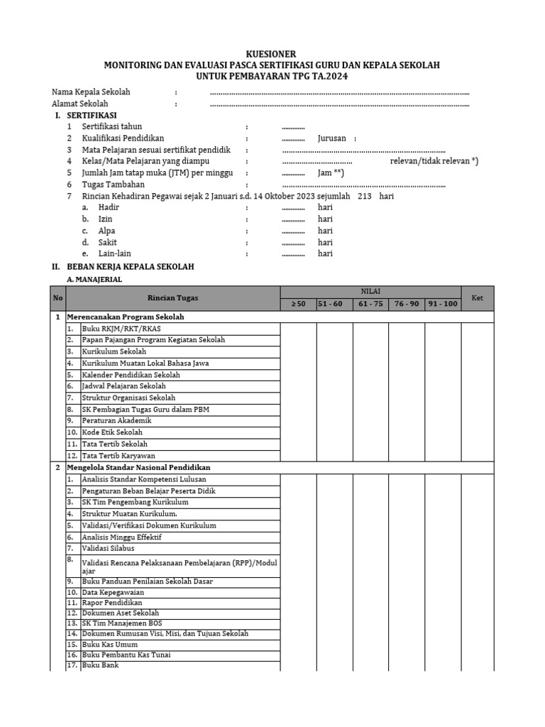 Instrumen Monev Tunjangan Profesi Guru | PDF | Seni