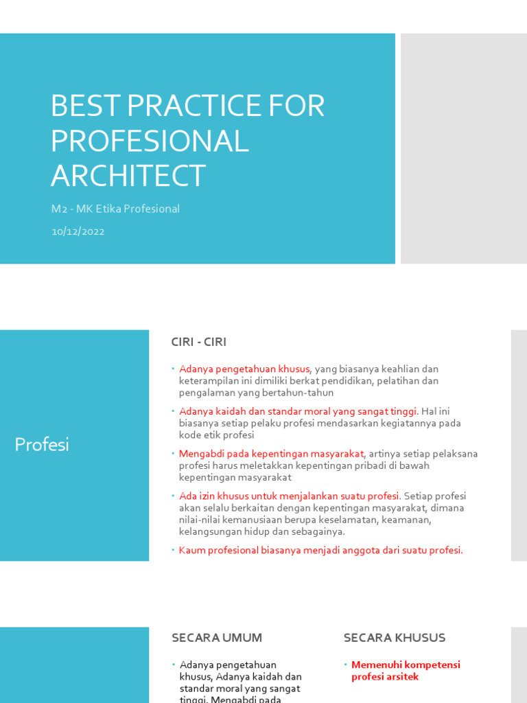 M2 - Best Practice For Architect | PDF
