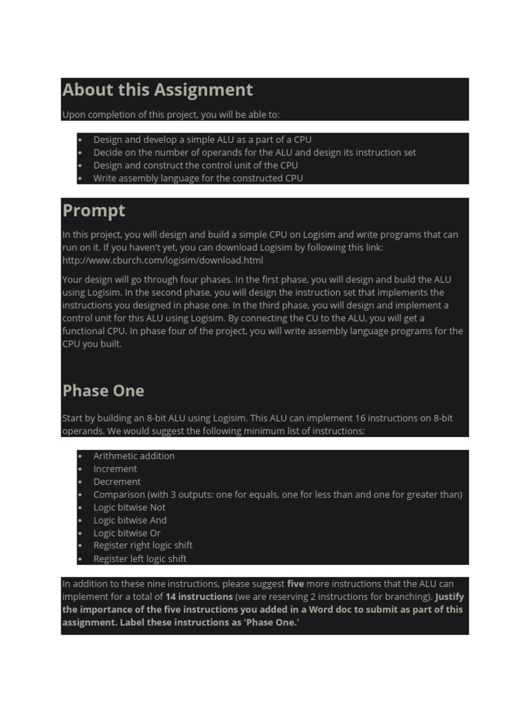 Logisim Project | PDF | Central Processing Unit | Computer Architecture