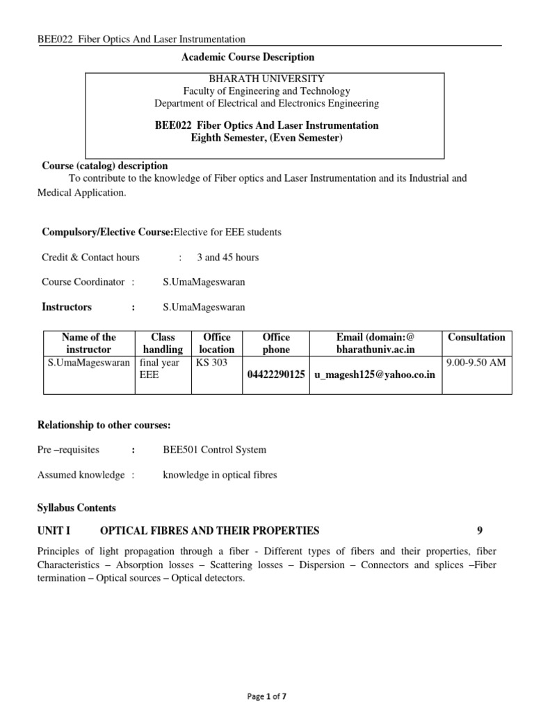 4.bee022 Fibre Optics and Laser Instrumentation | PDF | Optical Fiber ...