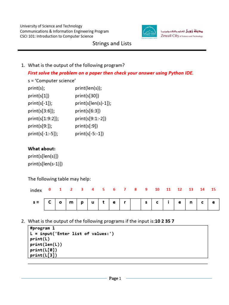 CSCI101 Lab03 Strings Lists | PDF | Software Development | Computer Science