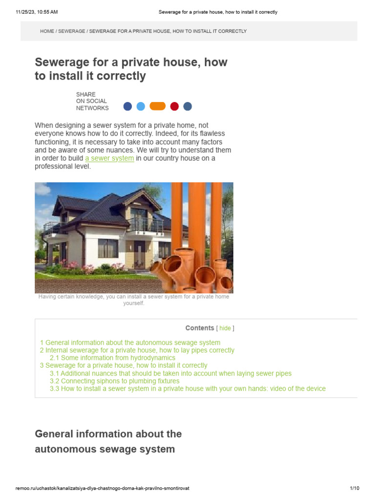 Sewerage For A Private House, How To Install It Correctly | PDF ...