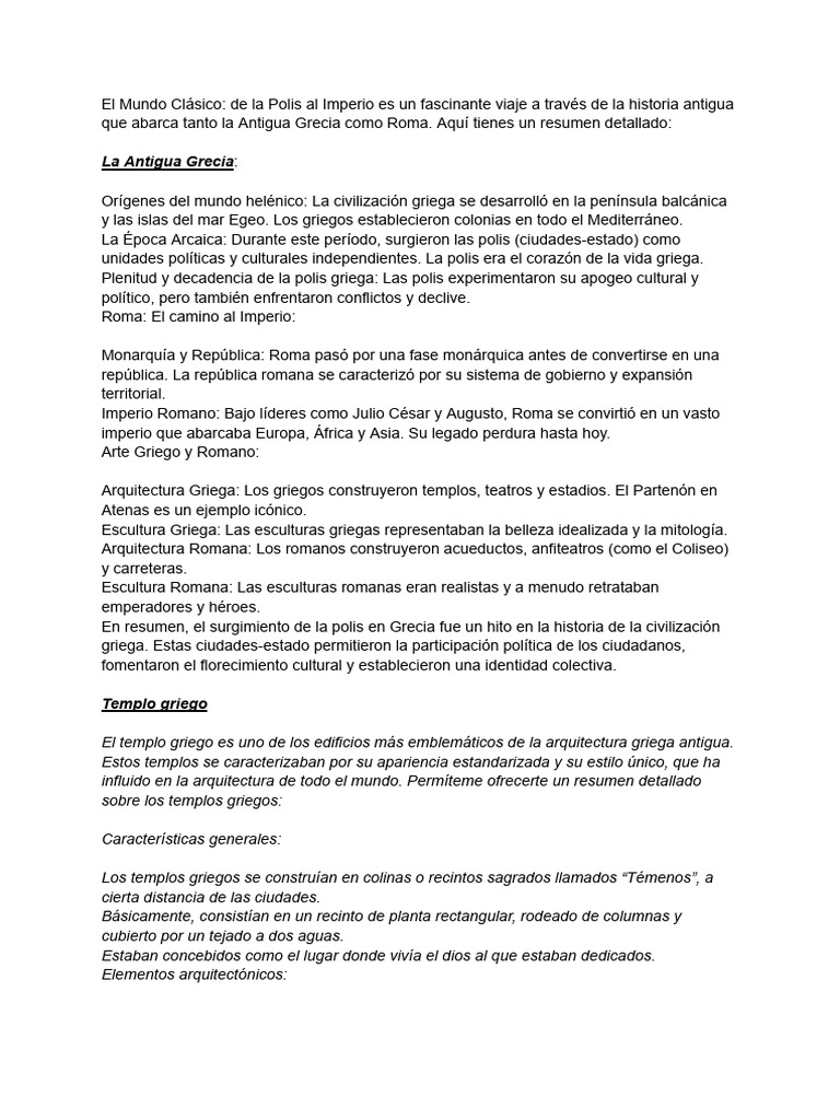 El Mundo Clásico | PDF | imperio Romano | Antigua Grecia
