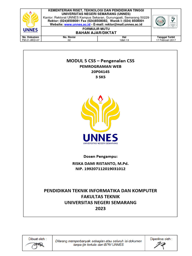 Modul 5 CSS - Pengenalan CSS | PDF | Seni | Komputer