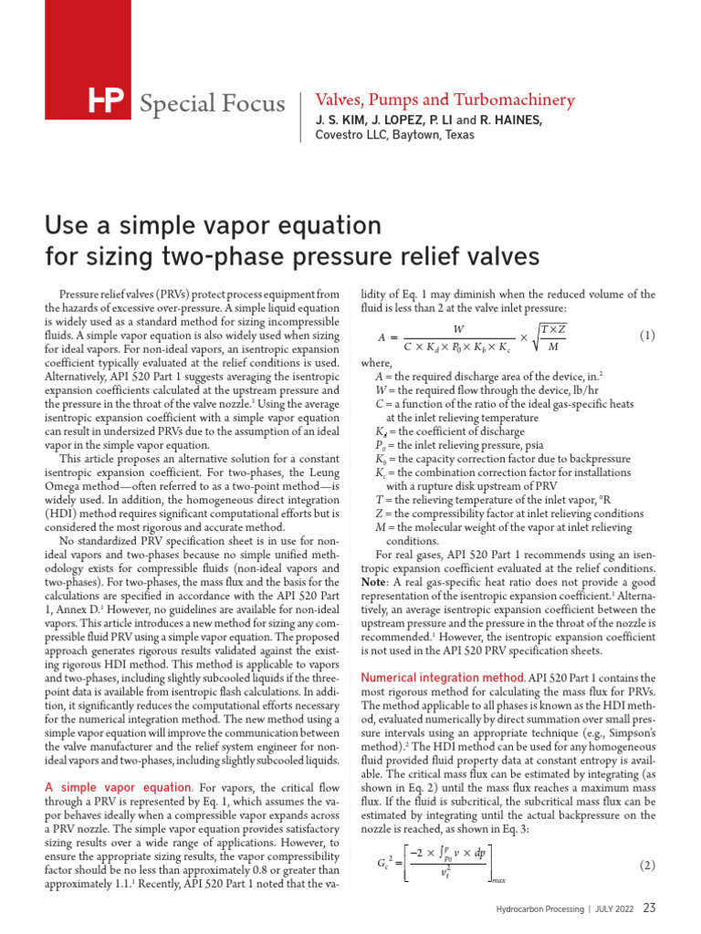 HP Sizing Two-Phase Pressure Relief Valves | PDF | Pressure | Liquids