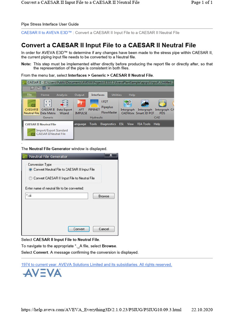 Convert A CAESAR II Input File To A CAESAR II Neutral File | PDF