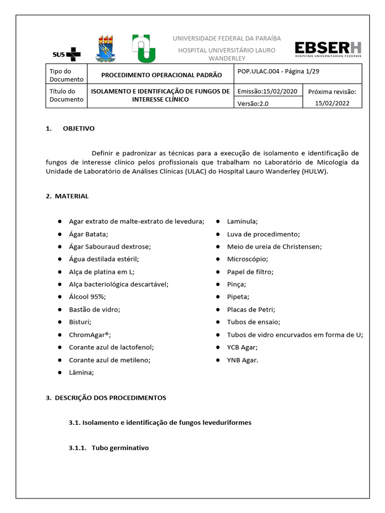 Pop - Ulac.004 - Isolamento e Identificação de Fungos de Interesse ...